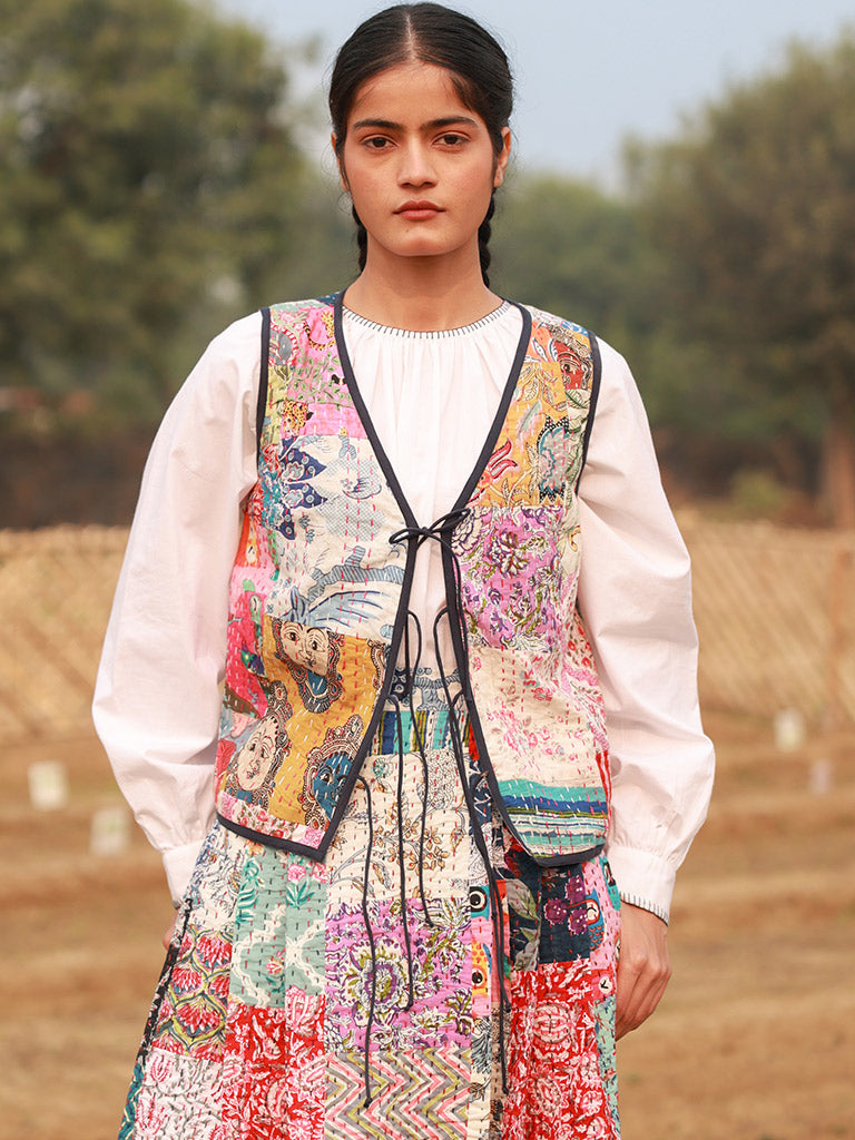 Mila Patchwork Jacket | Womens Patchwork Waistcoat | Doodlage | IKKIVI