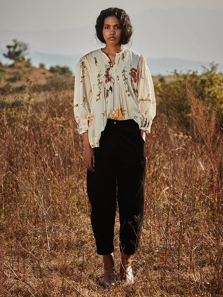 Charcoal Corduroy Pants | Womens Black Pants | Khara Kapas | IKKIVI