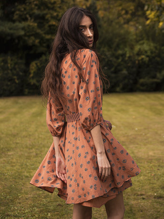 Cinnamon Mini Dress | Womens Mini Skater Floral Dress | IKKIVI